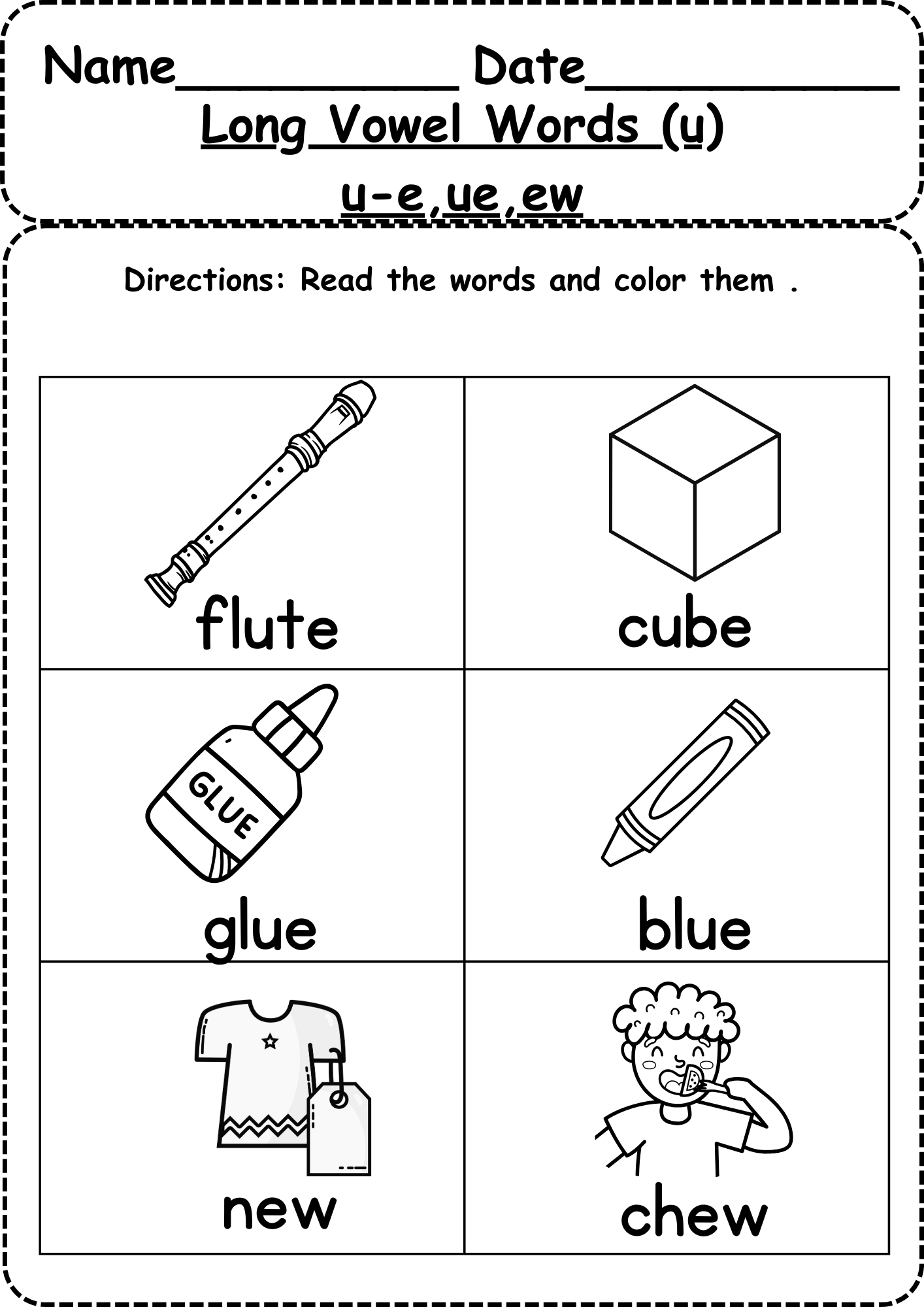 Free Printable Worksheet Long Vowel Review - Free Printable Template